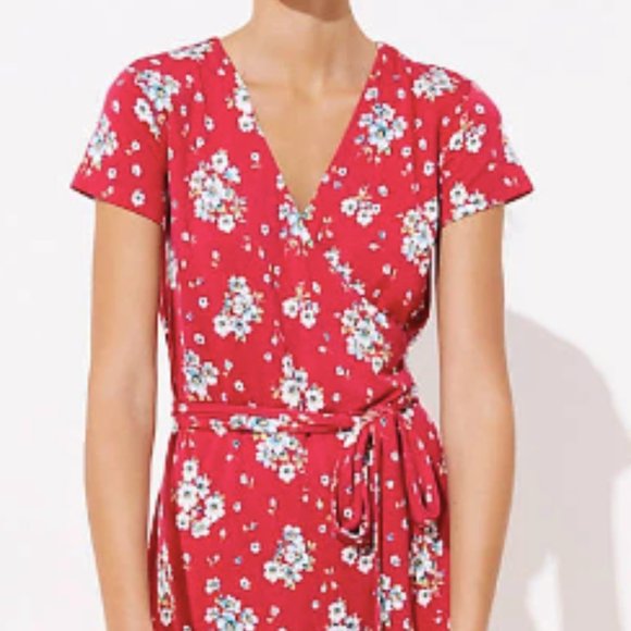 LOFT | Dresses | Loft Pink Floral Wrap Dress | Poshmark